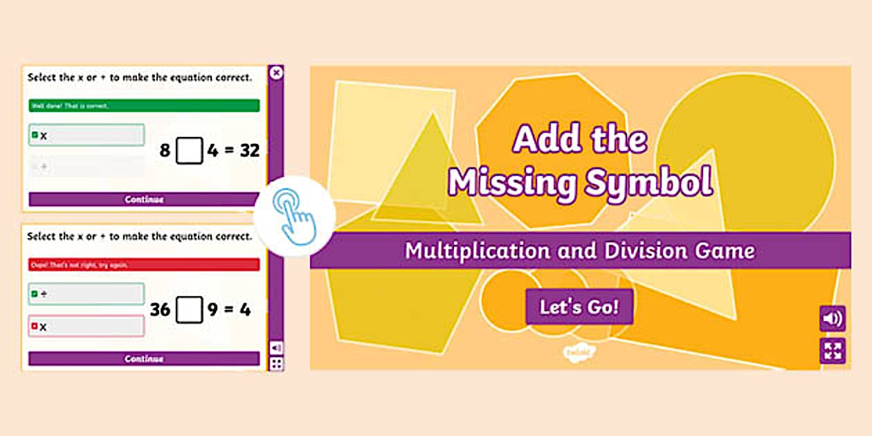 Add the Missing Symbol Interactive Multiplication and Division Game