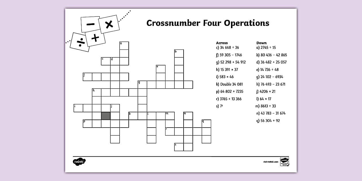 👉 UKS2 Maths Crossnumber Puzzle (Teacher-Made) - Twinkl