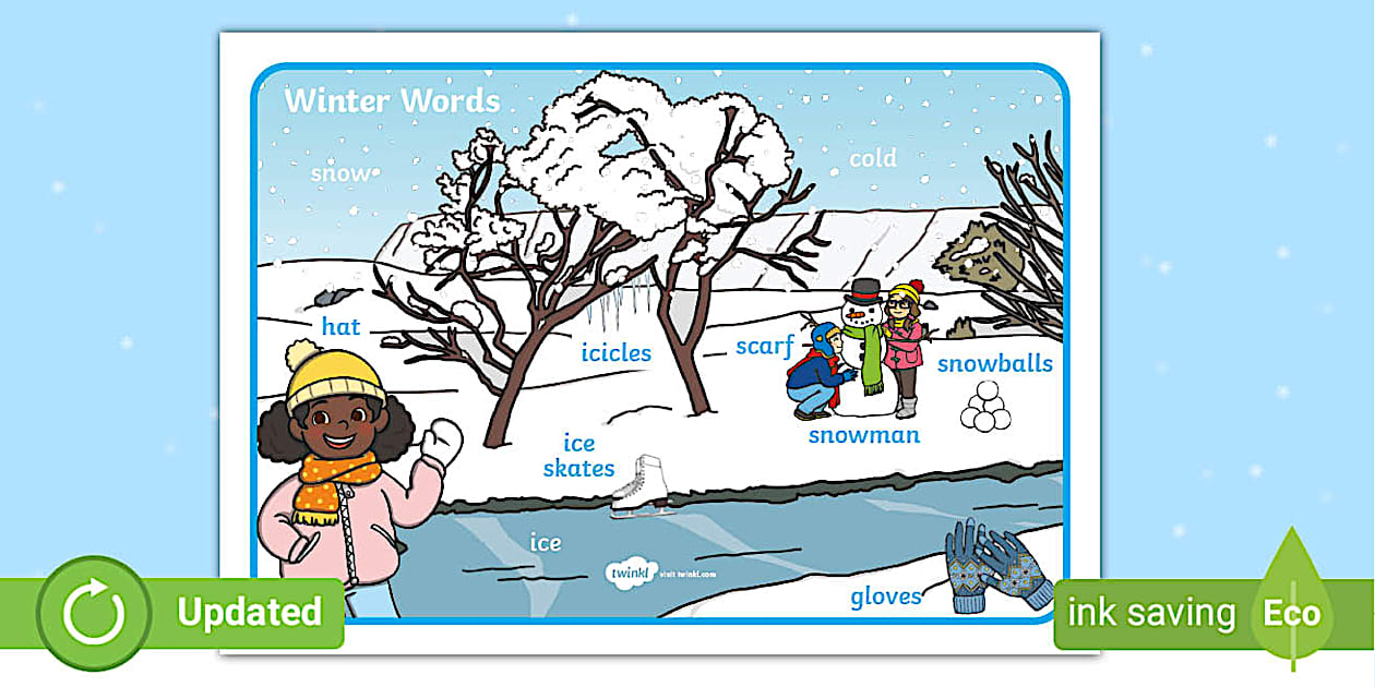 Winter Scene Word Mat (teacher made) - Twinkl