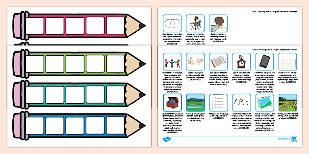 Year 1 Writing Pencil Targets Assessment Tracker