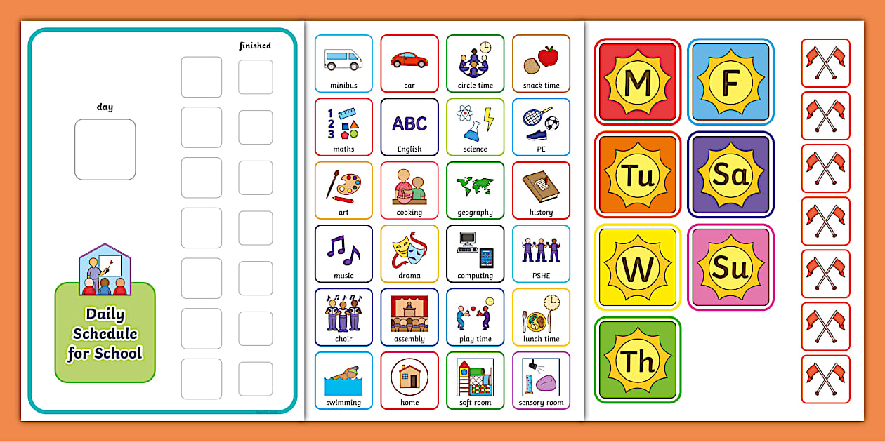 Twinkl Symbols: Daily Schedule for School (teacher made)