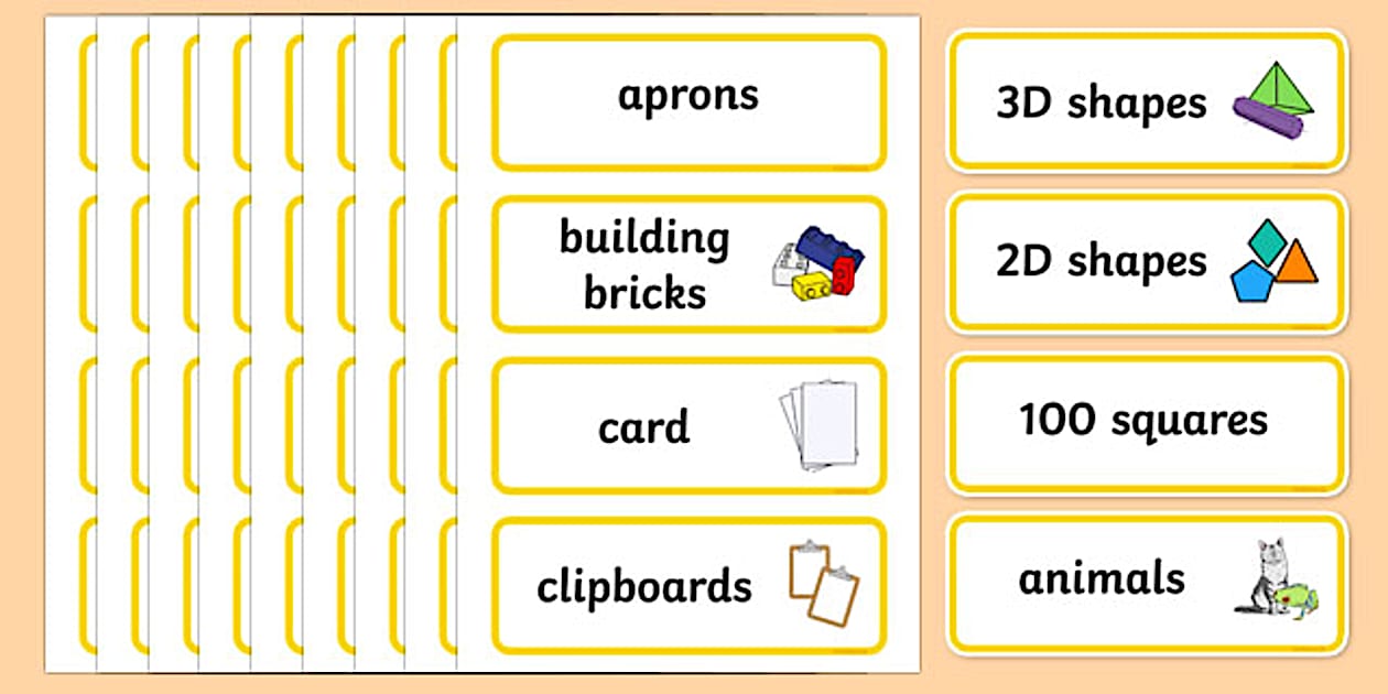 Precursive Yellow Themed Editable Classroom Resource Labels