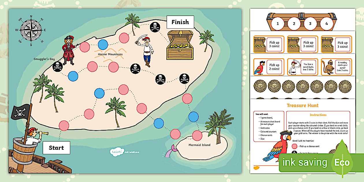 Pirate Treasure Hunt Board Game - Twinkl