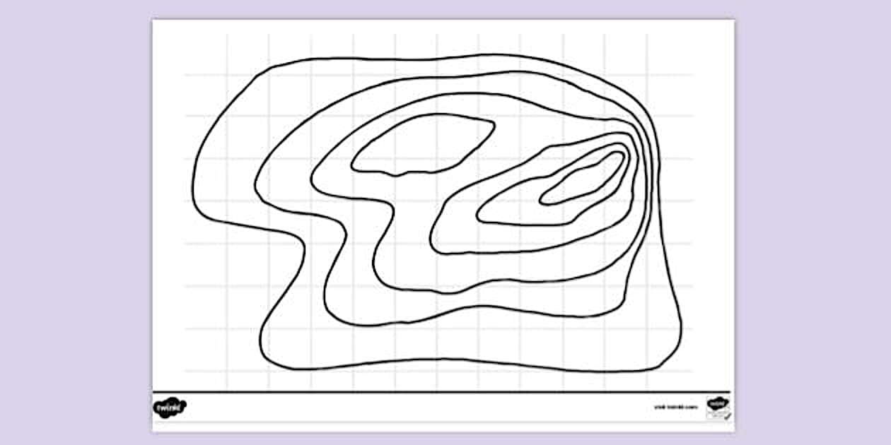 Contour Map Colouring Sheet (Teacher-Made) - Twinkl