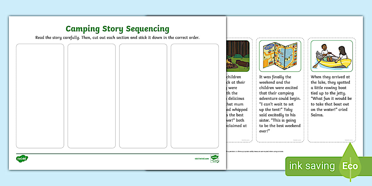 Camping Story Sequencing Strips (Teacher-Made) - Twinkl