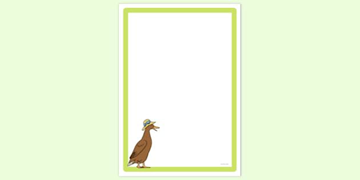Little Brown Duck Standing and Talking Page Border - Twinkl