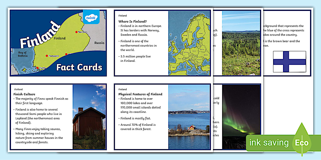 KS2 Finland Fact Cards (Hecho por educadores) - Twinkl