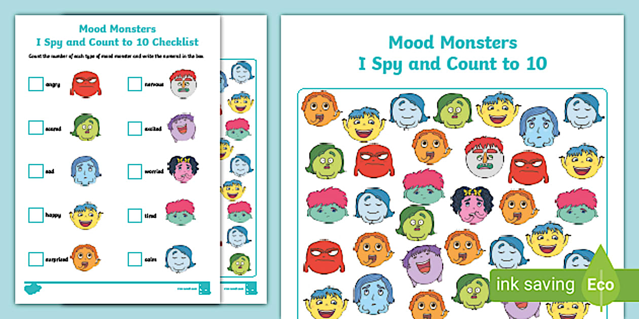 👉 Mood Monsters I Spy and Count Activity to 10 - Twinkl