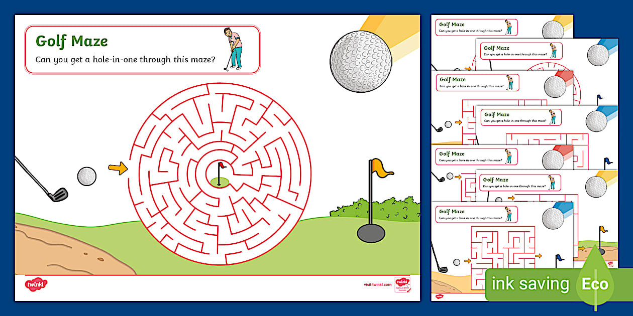 Golf Maze Activity Worksheets | Maze Activity Worksheets