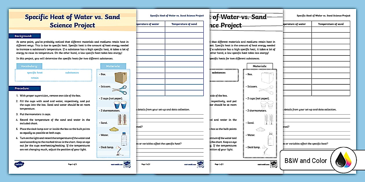 Fifth Grade Specific Heat of Water Project | Twinkl USA