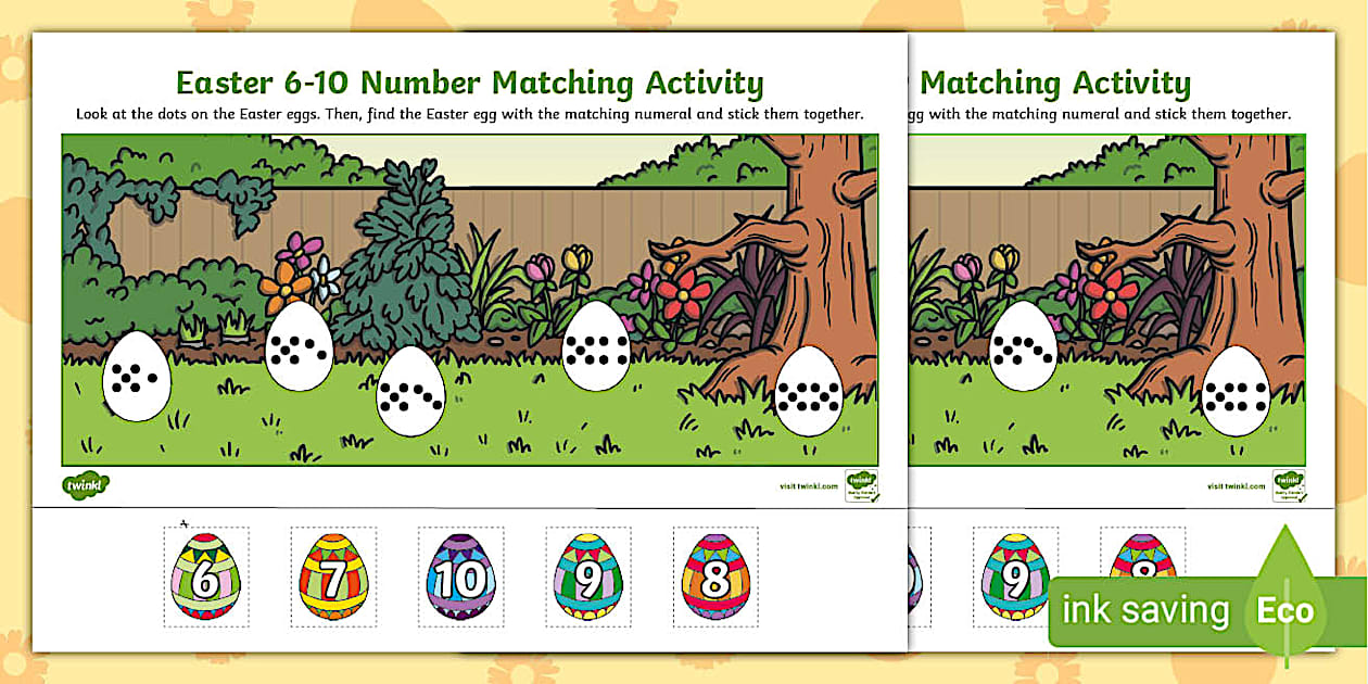 Easter 6-10 Number Matching Activity (creat de profesori)