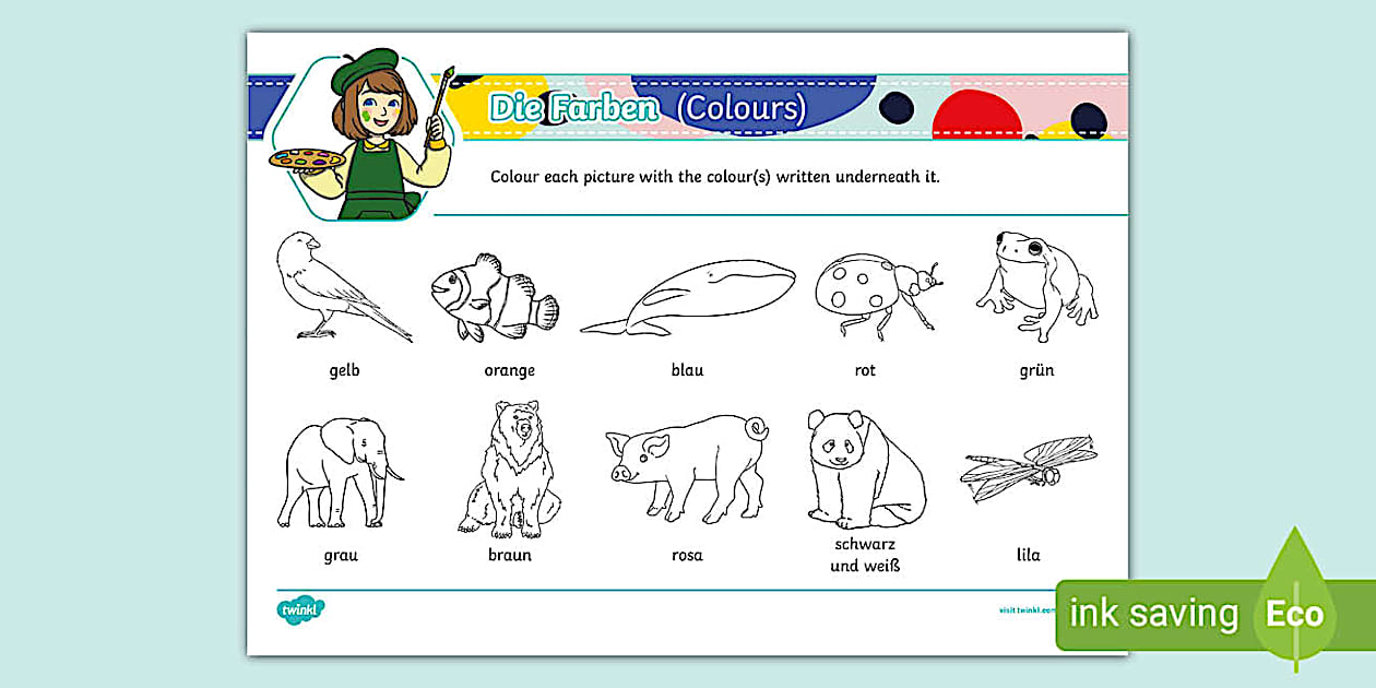 👉 German Colours Activity Sheet (teacher made) - Twinkl