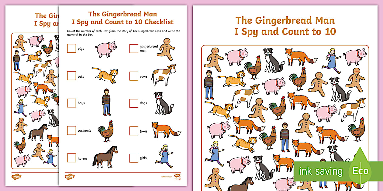 Editable The Gingerbread Man I Spy and Count Activity to 10