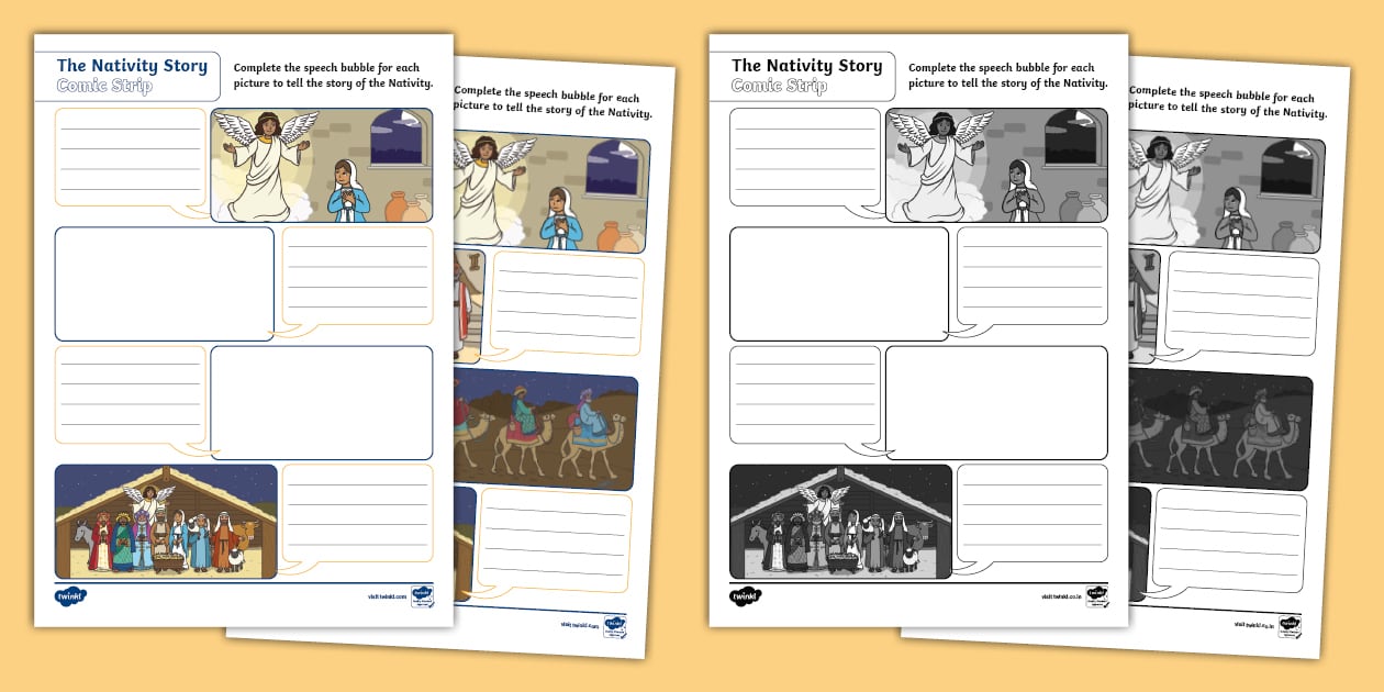 Finish the Nativity Story Comic Strip Worksheet - Twinkl
