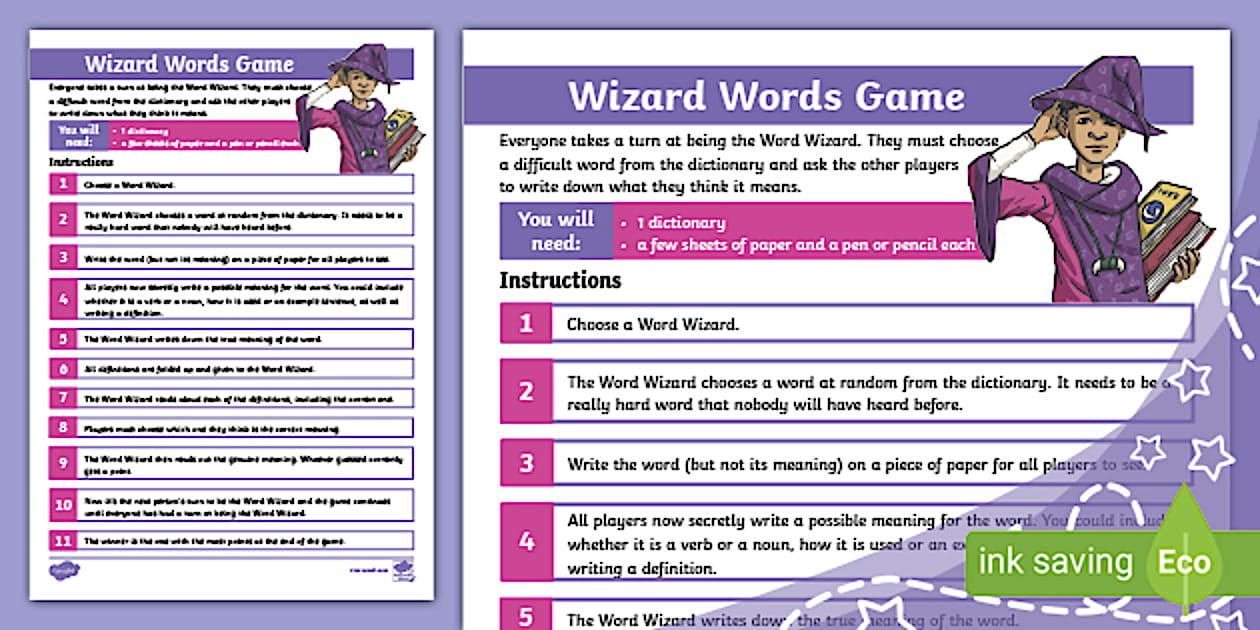 Wizard Words Game (Ages 7 - 11) (teacher made) - Twinkl