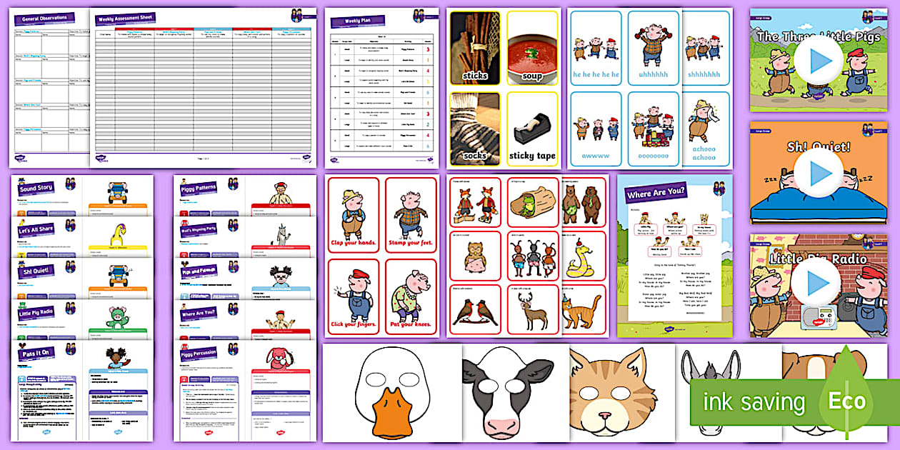 Phonics Level 1 Week 10 - The Three Little Pigs Weekly Lesson Pack