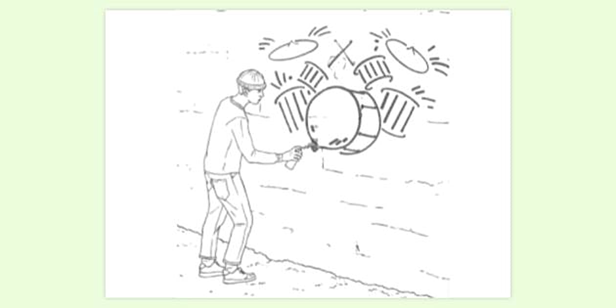 Printable Graffiti Colouring Page | Colouring Sheets