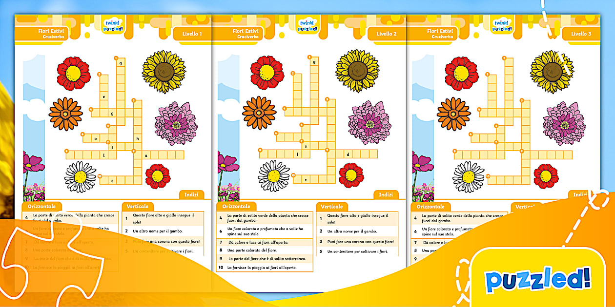 Cruciverba Fiori Estivi (teacher made) - Twinkl
