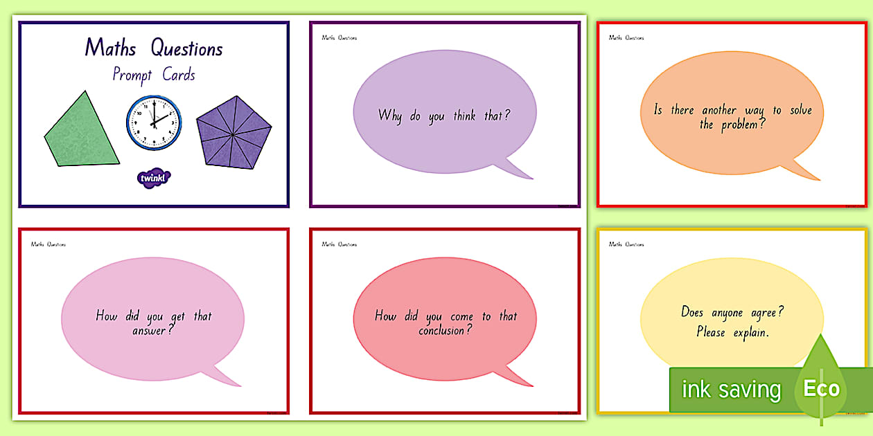 Maths Discussion Prompt Question Cards (teacher made)