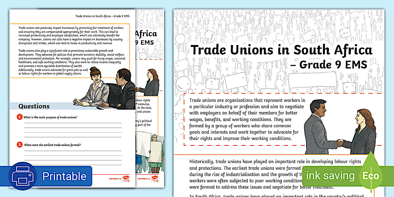Trade Unions in South Africa (teacher made) - Twinkl