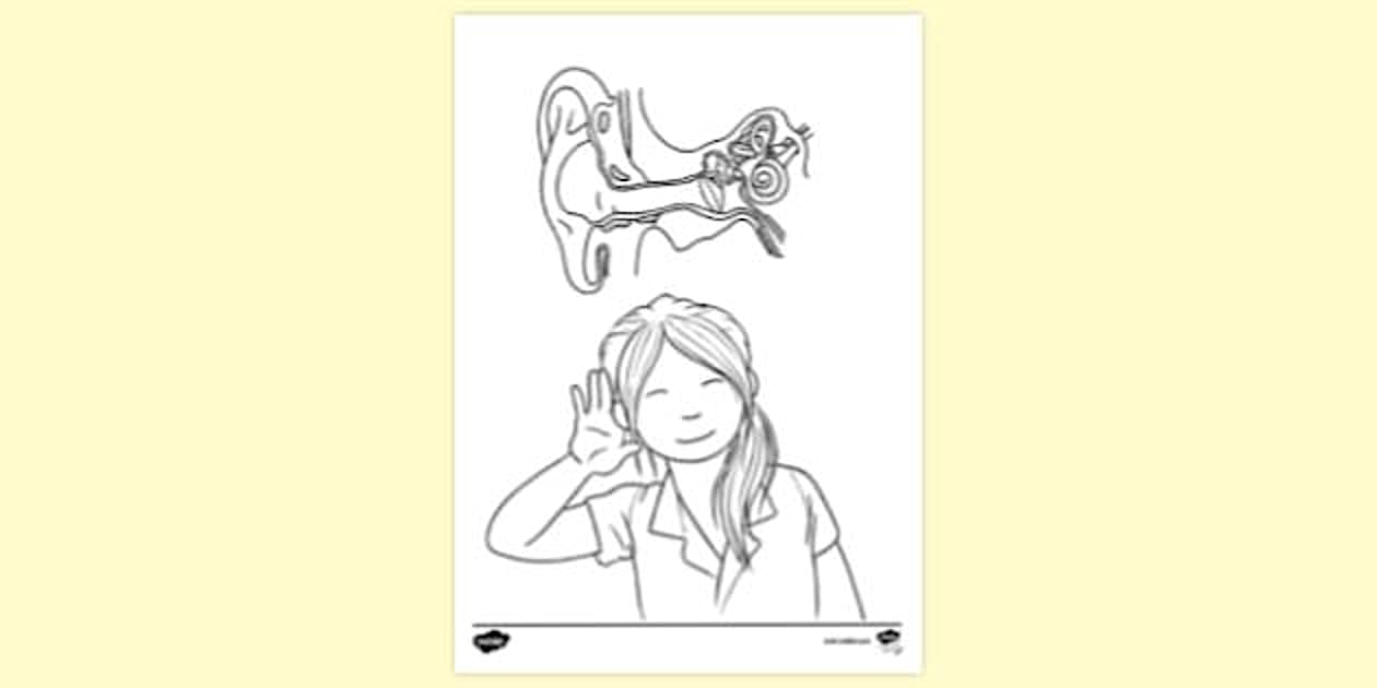 Our Hearing Colouring Sheet | Colouring Sheets - Twinkl