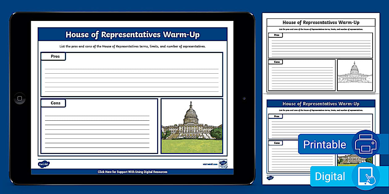 Eighth Grade House of Representatives Warm Up Activity Sheet
