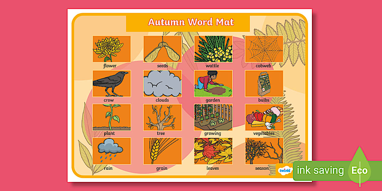 Autumn Word Mat (Teacher-Made) - Twinkl
