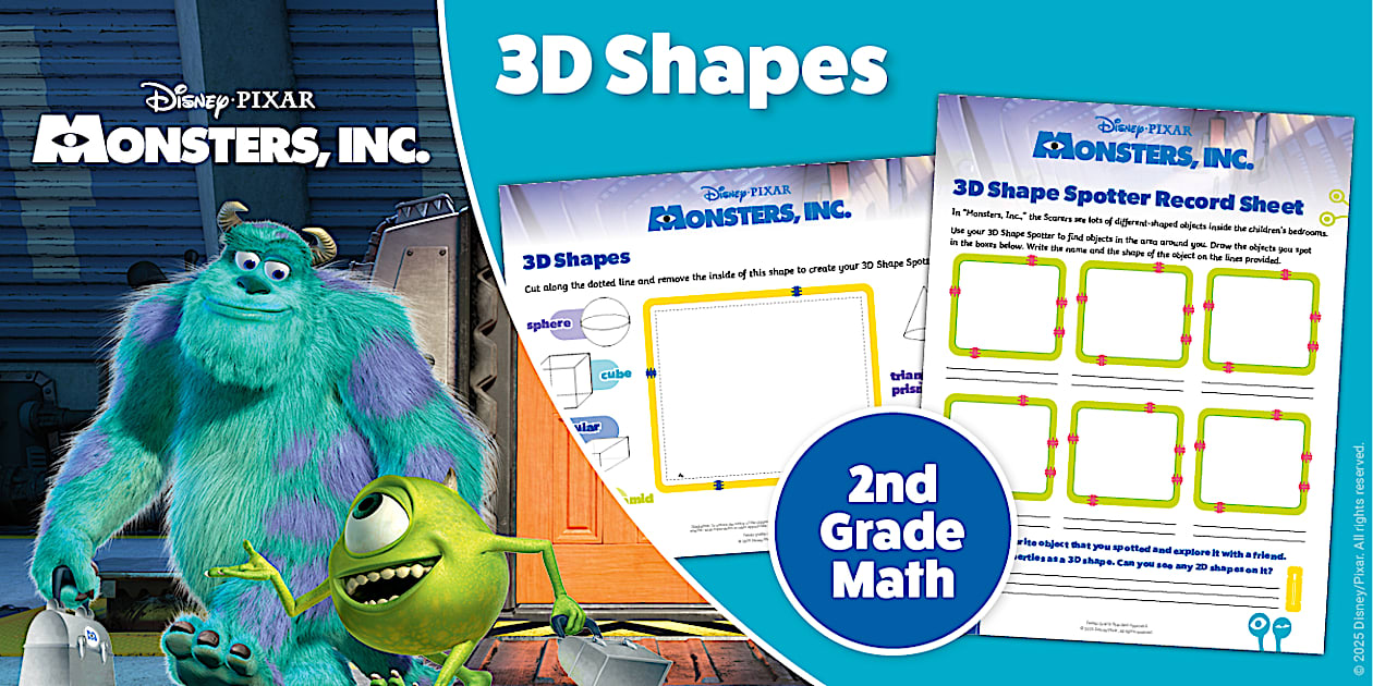 Monsters, Inc.: Second Grade 3D Shape Recognition Activity