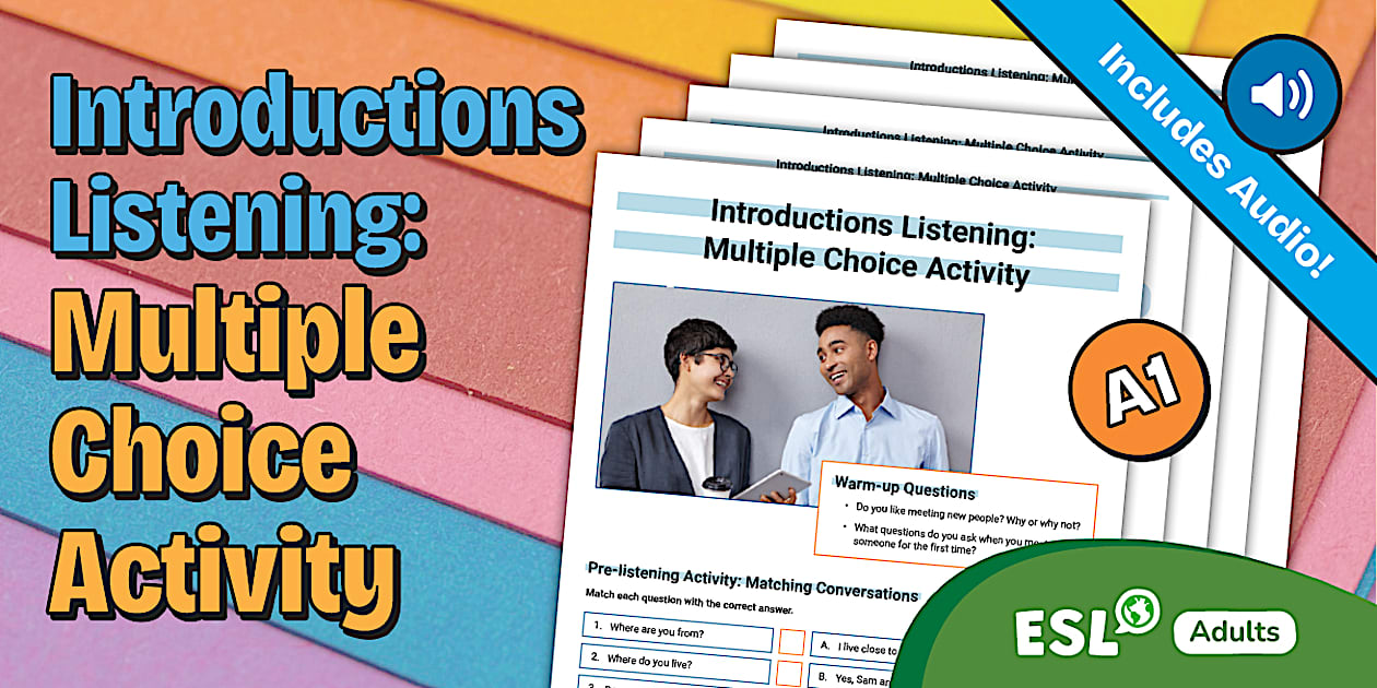 Introductions Listening: Multiple Choice Activity Adults,A1