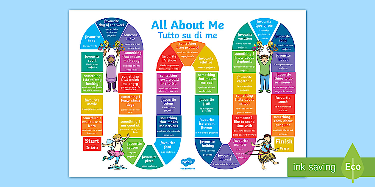 All About Me Board Game English/Italian - All About Me Board Game