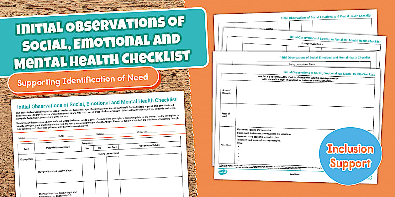 Behaviour Support Checklist - Twinkl Checklists