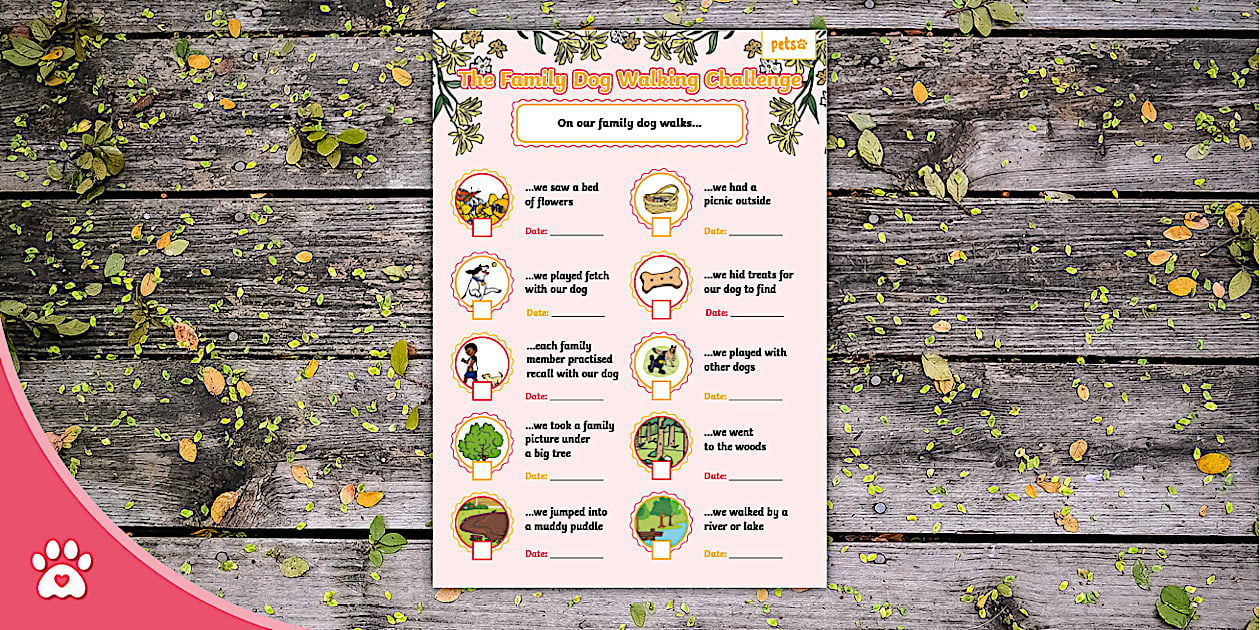 Family Dog Walks - Challenge Sheet -Twinkl Pets - Twinkl