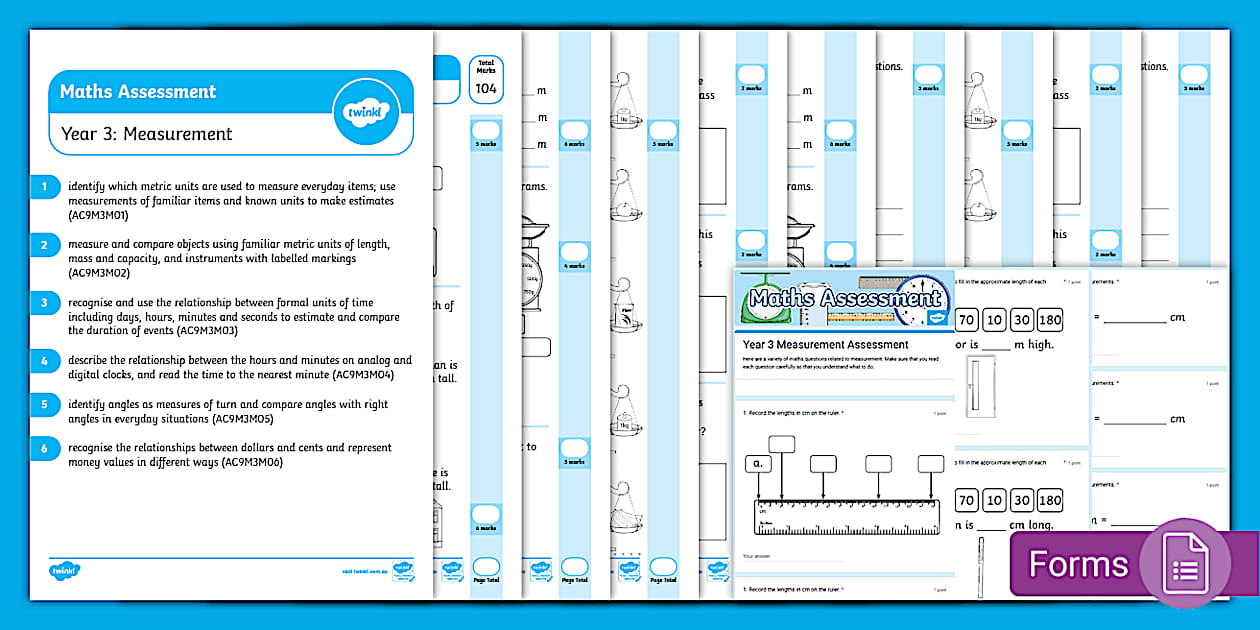 Year Three Measurement Assessment (teacher made) - Twinkl