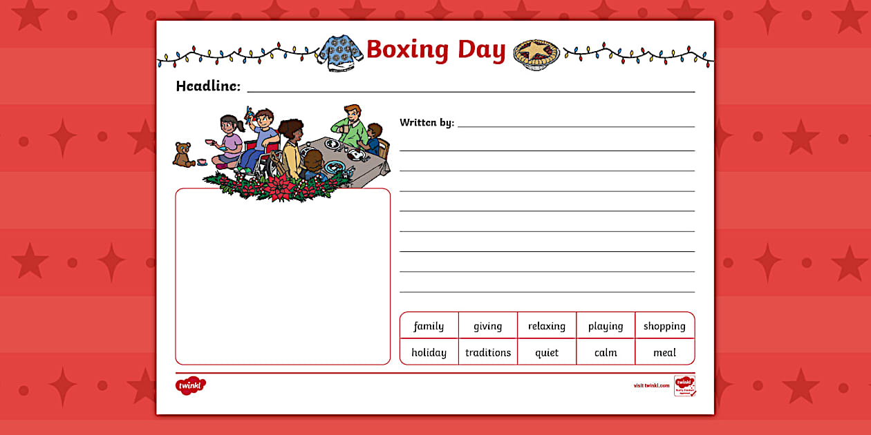 KS1 Boxing Day Recount Writing Template (Teacher-Made)