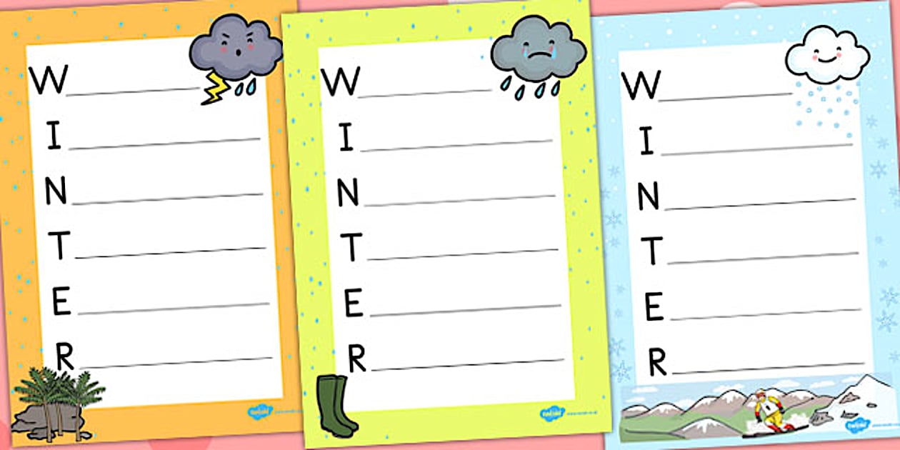 Winter Acrostic Poem Template (Teacher-Made) - Twinkl