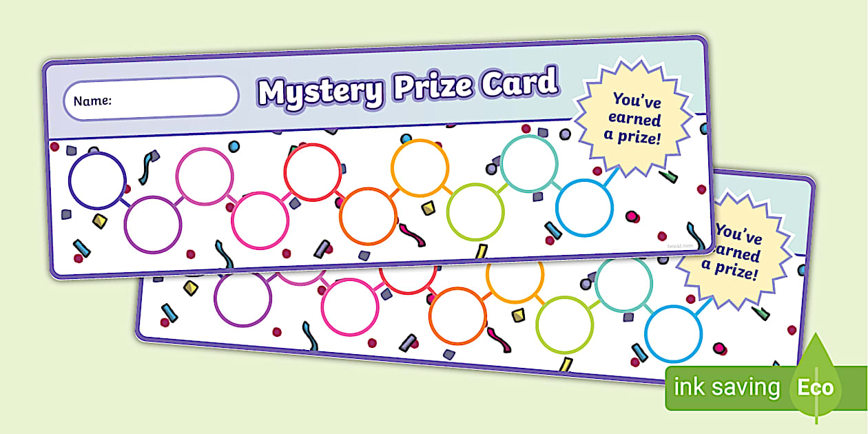 Mystery Prize Punch Cards | Mystery Prize Reward Cards