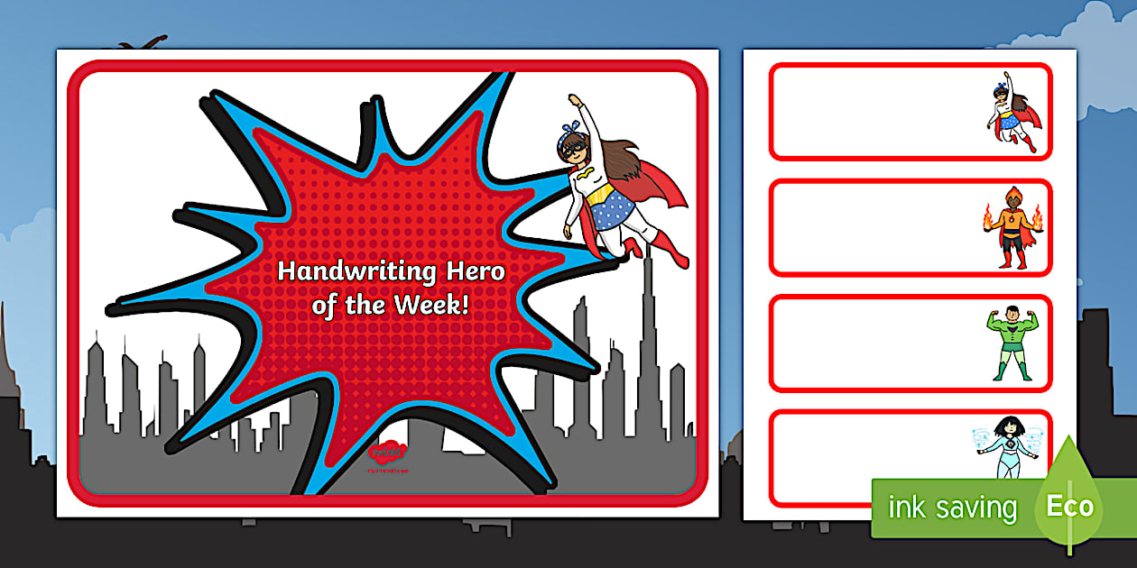 Handwriting Hero of the Week Display Pack - Star of the Week Stage A3 ...