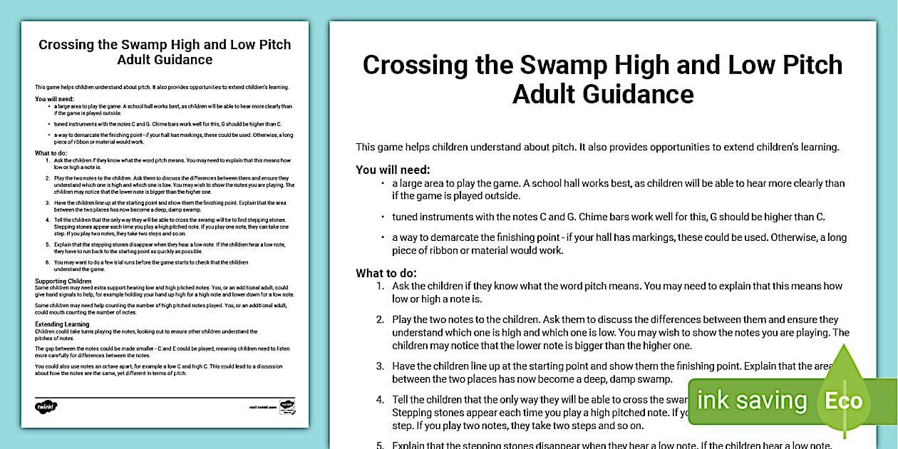👉 'Crossing the Swamp' High and Low Pitch Music Game