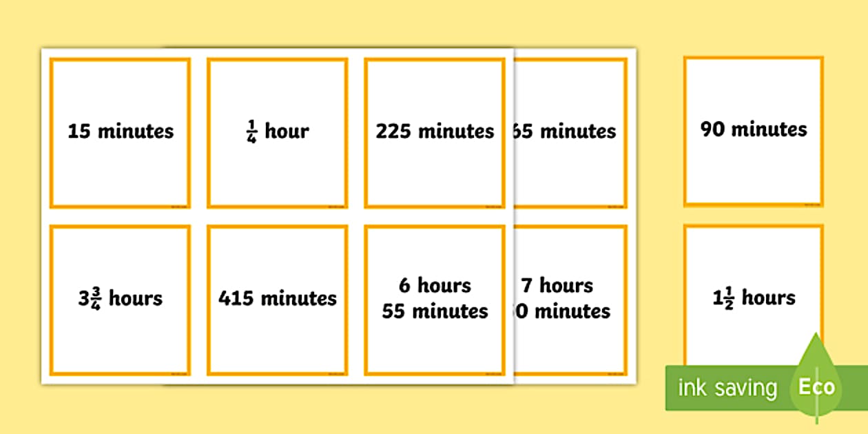 Hours And Minutes Card Matching Game (teacher made) - Twinkl