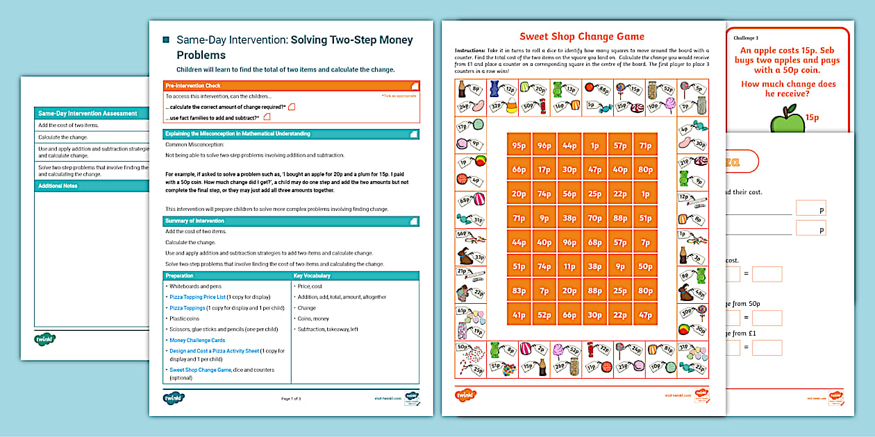 👉 Y2 Maths Intervention Plan: Solving Two-Step Money Problems