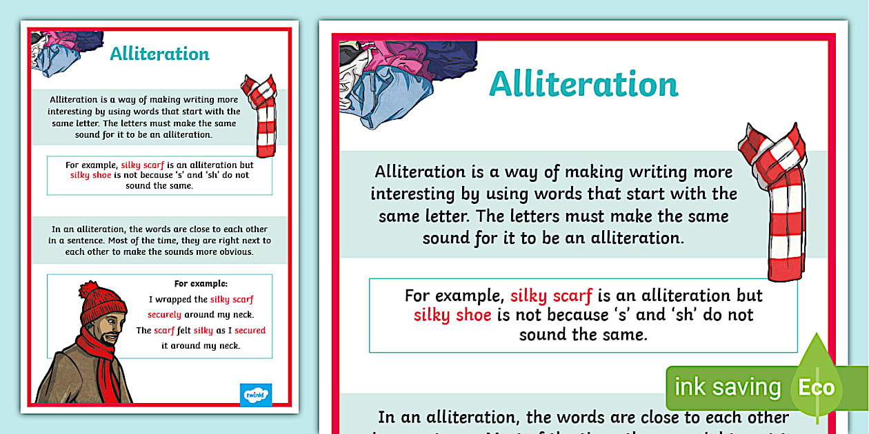 Written Language Features Poster: Alliteration - Twinkl