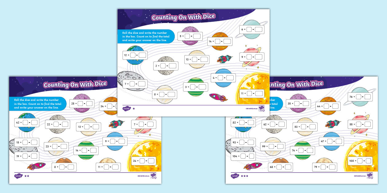 Dice Counting On Differentiated Activity Sheets - Twinkl