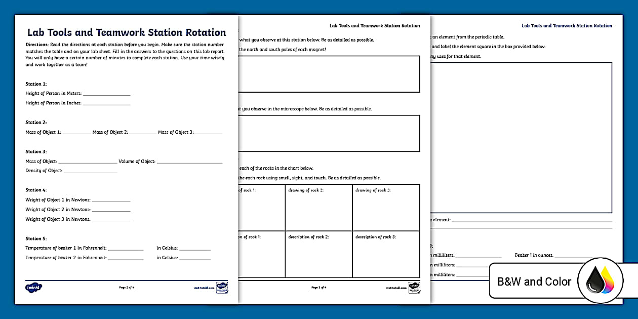 Eighth Grade Lab Tools and Teamwork Station Rotation