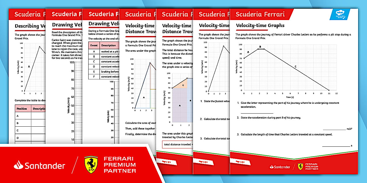 FREE! - Scuderia Ferrari F1: Velocity-time Graphs Pack for 6th-8th Grade