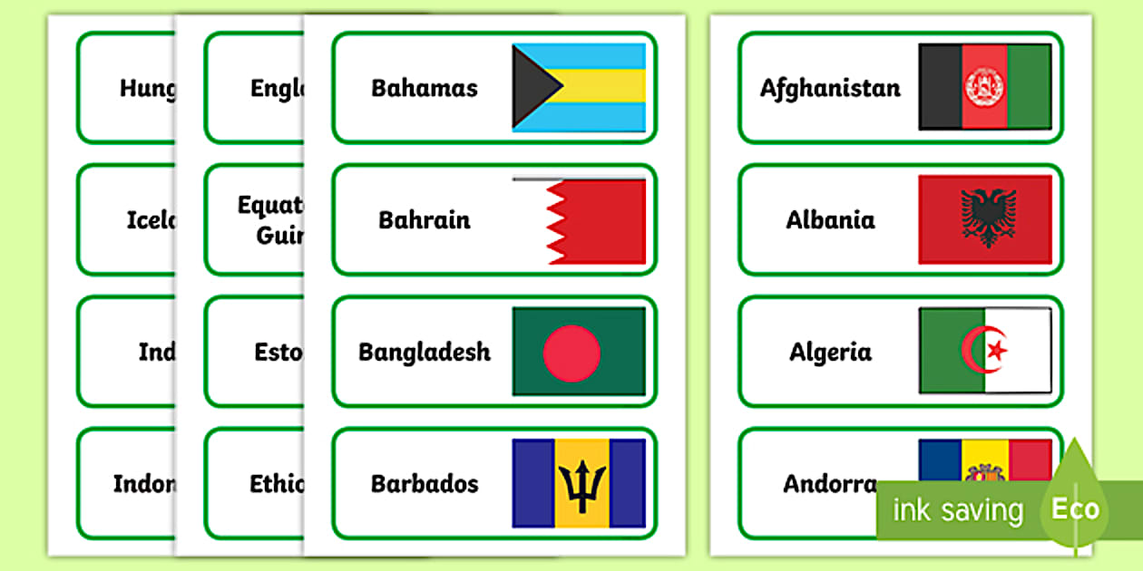 Countries and Flags of the World Flashcards (Teacher-Made)