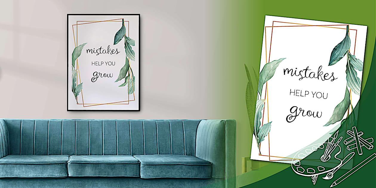 Mistakes Help You Grow Botanical-Themed Inspirational Poster