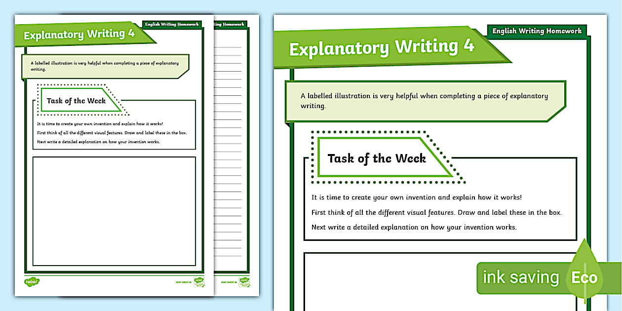 Writing Homework Explanatory 4 3rd/4th Class - Twinkl