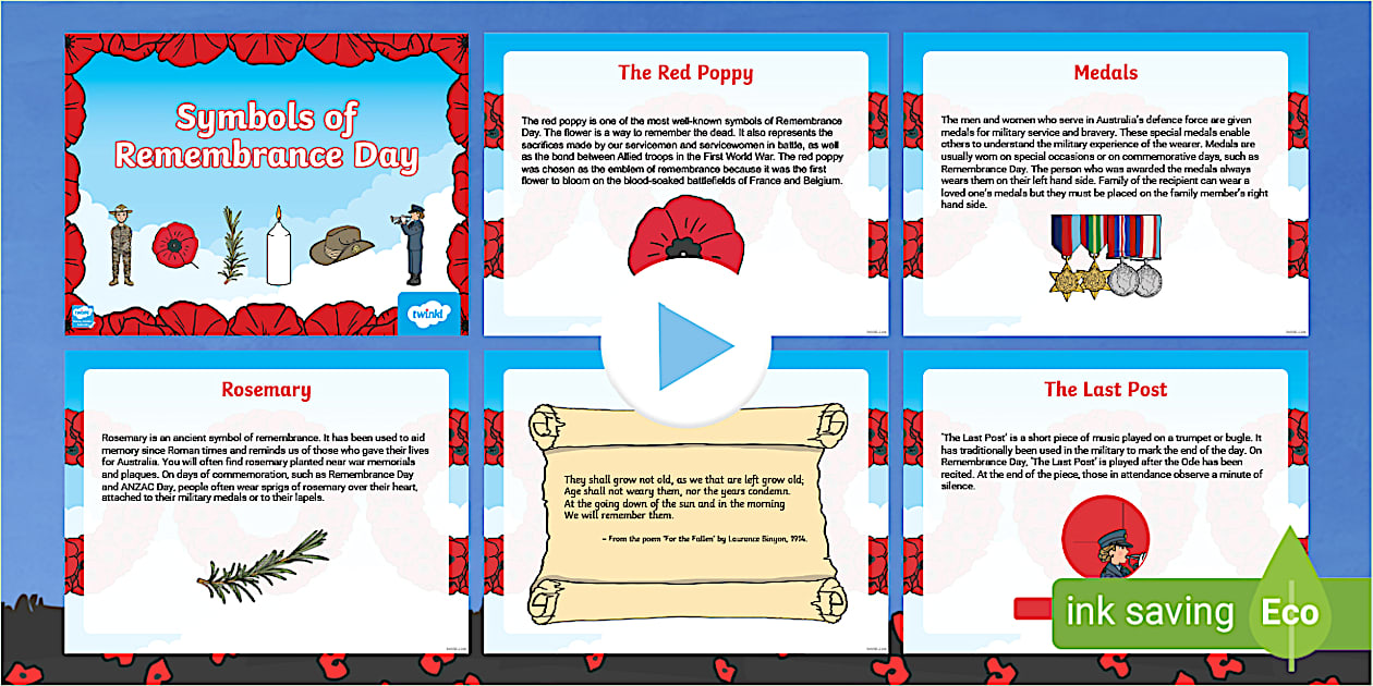Symbols of Remembrance Day PowerPoint (teacher made)