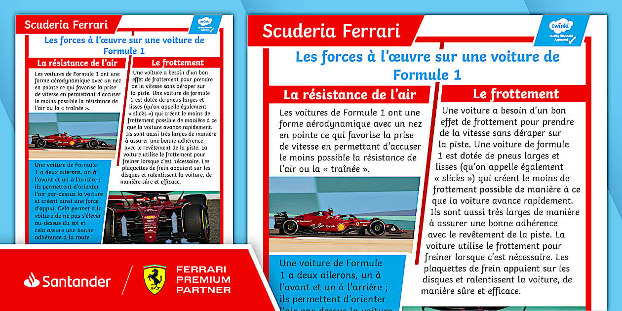 FREE! - Scuderia Ferrari: Forces Acting on a Formula One Car Poster French