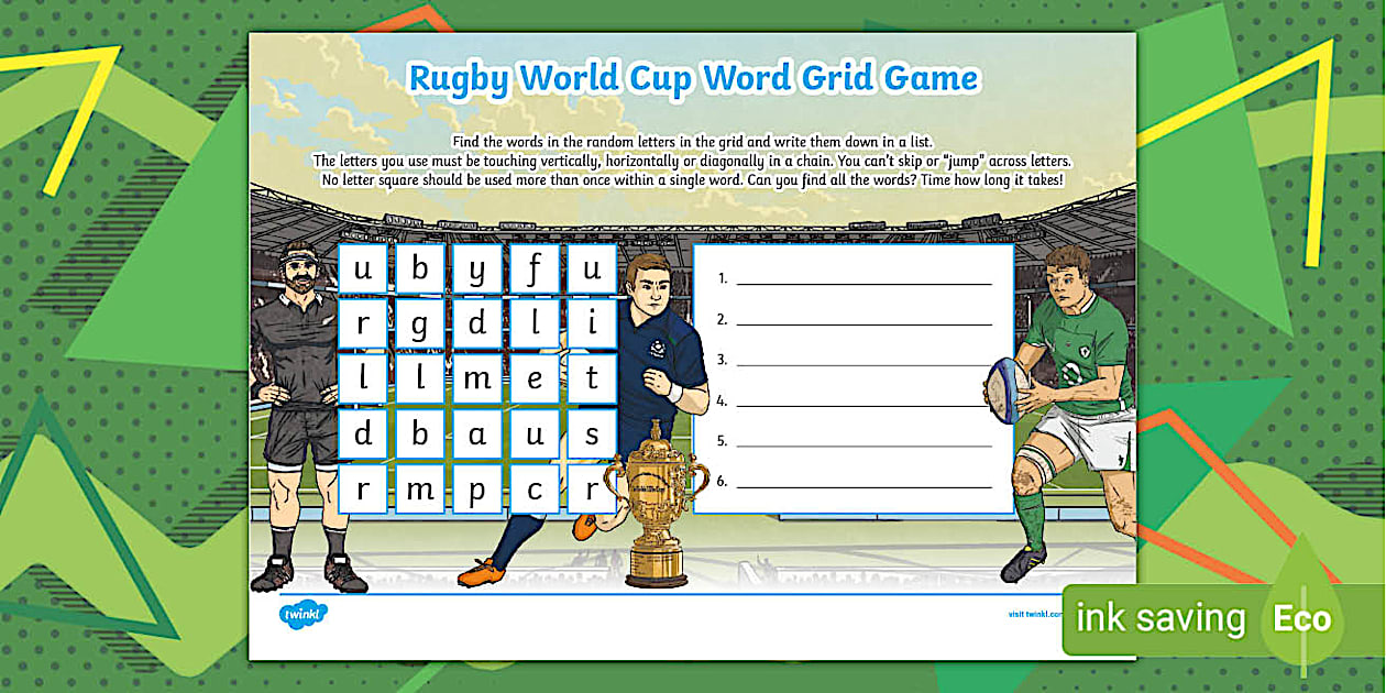 Rugby World Cup Word Grid Game (teacher made) - Twinkl